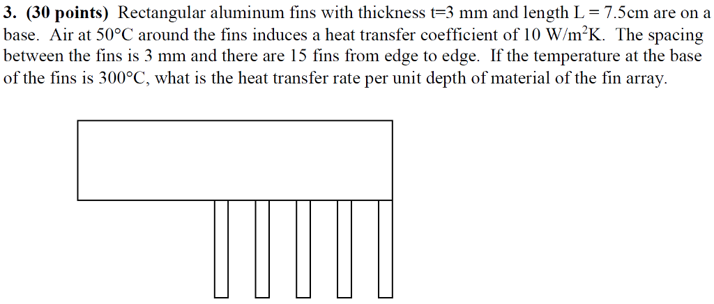 Solved Rectangular aluminum fins with thickness t=3 mm and | Chegg.com