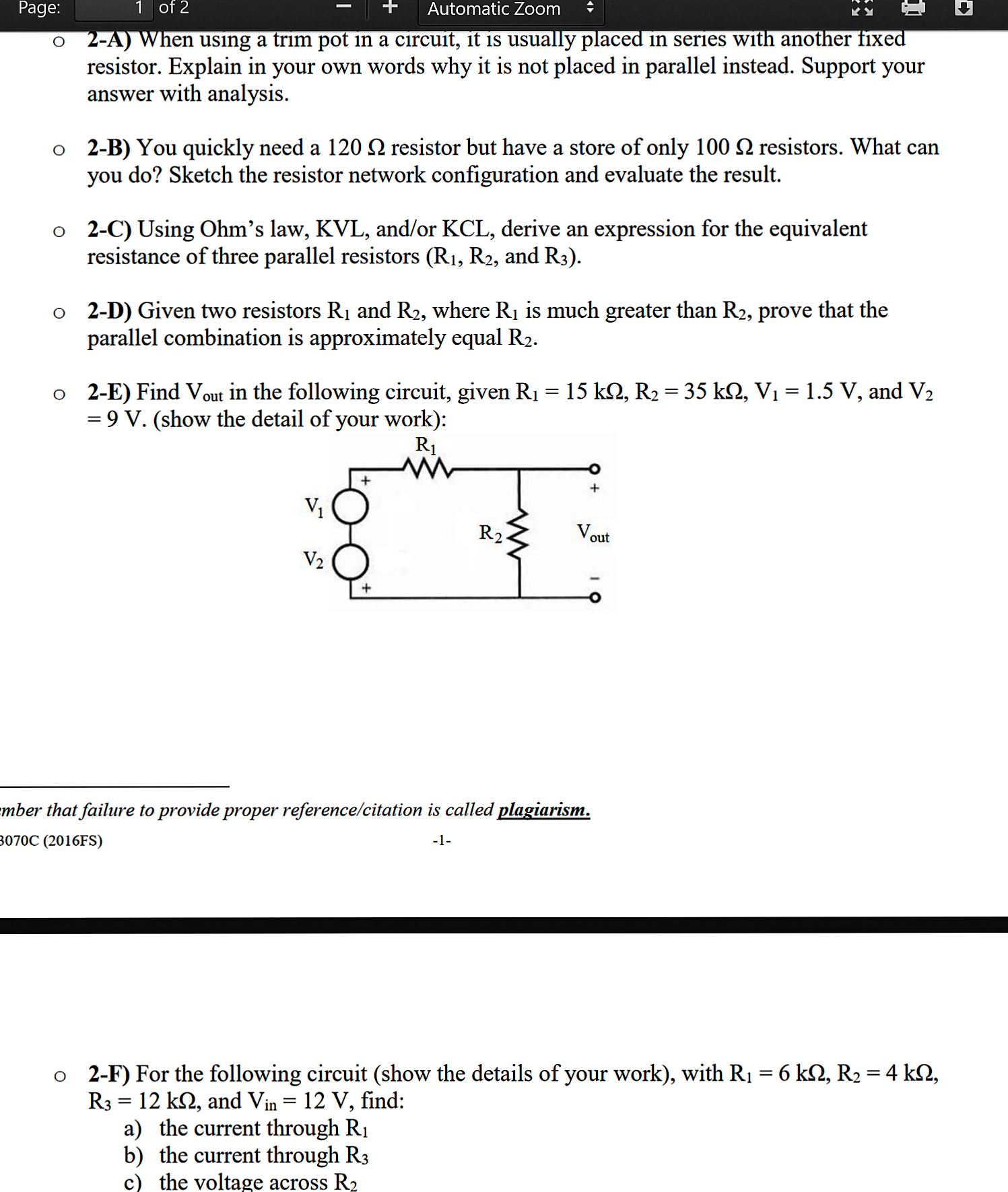 Solved When using a trim pot in a circuit, it is usually | Chegg.com