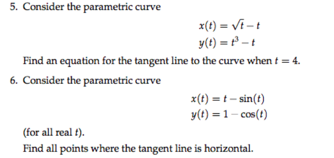 Solved 5. Consider the parametric curve x(t) vi-t 6. | Chegg.com