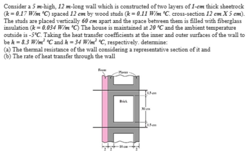 Solved Consider a 5 m-high, 12 m-long wall which is | Chegg.com