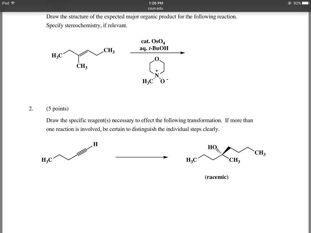 Solved 1:26 PM csun.edu Pad ? 92% Draw the structure of the | Chegg.com
