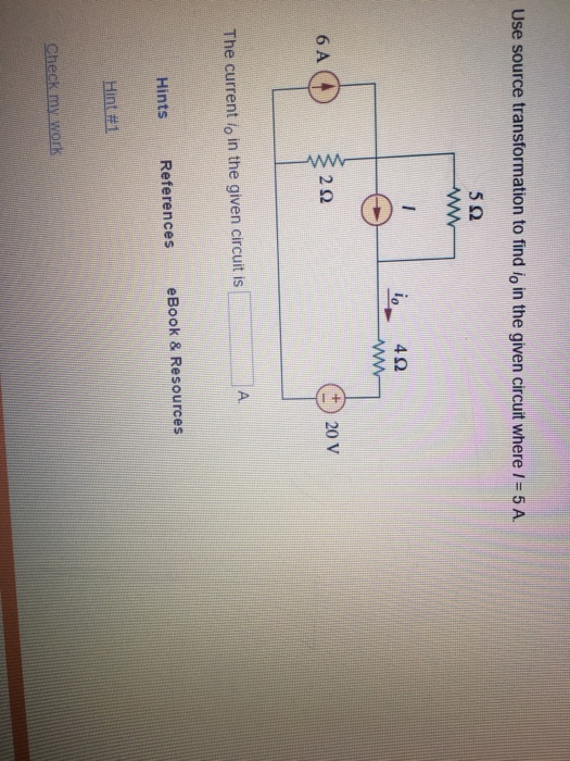 Solved Use source transformation to find i_O in the given | Chegg.com Solved Use source transformation to find i_O in the given | Chegg.com
