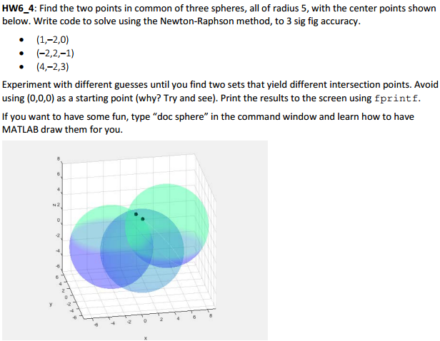 Solved Find the two points in common of three spheres, all | Chegg.com
