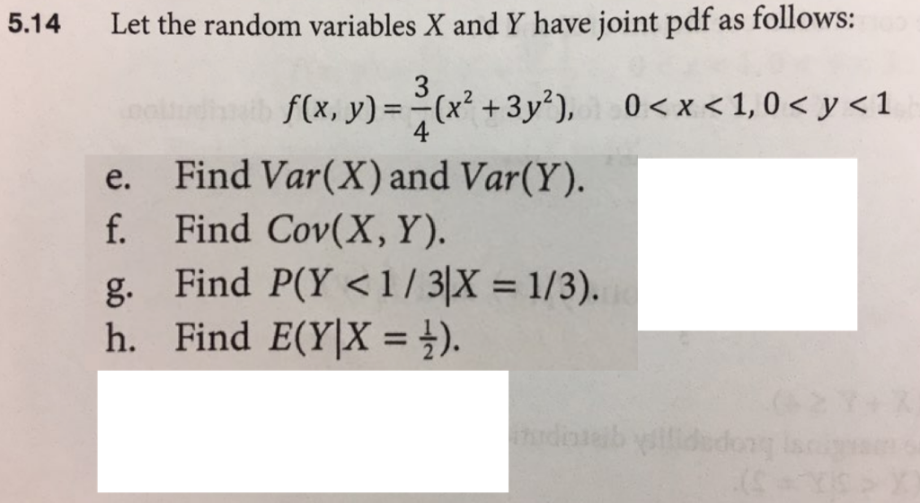 Solved 5.14 Let the random variables X and Y have joint pdf | Chegg.com