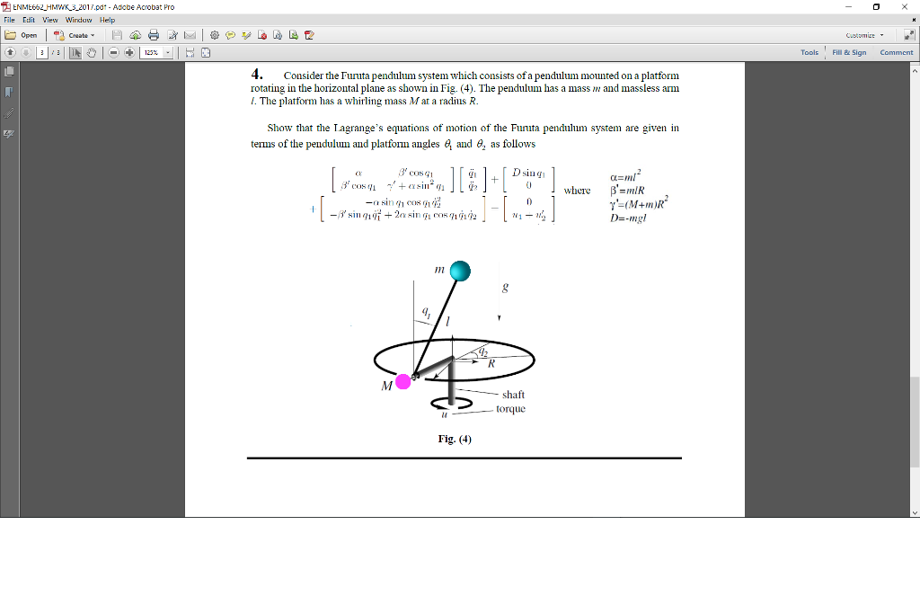 Solved Consider the Furuta pendulum system which consists of | Chegg.com