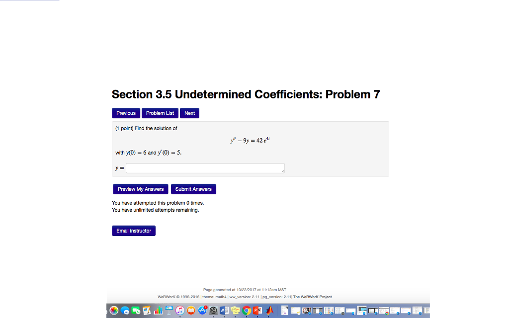 Solved Section 3.5 Undetermined Coefficients: Problem 7 | Chegg.com