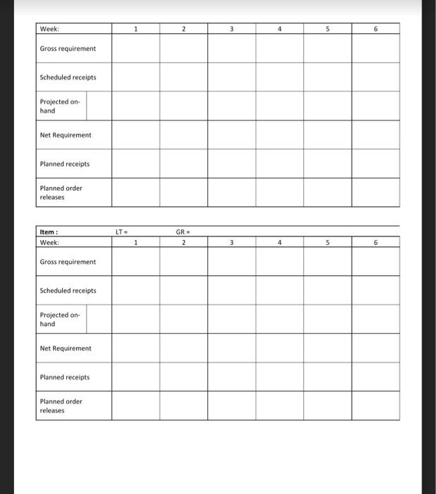 Solved Develop a complete net material requirements plan for | Chegg.com