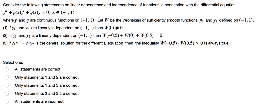 Solved Consider the following statements on linear | Chegg.com