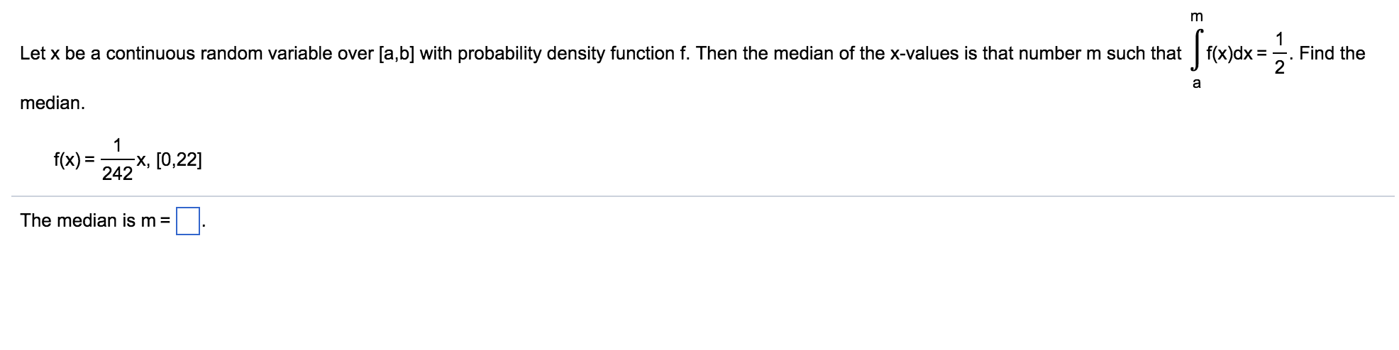 Solved Let x be a continuous random variable over [a, b] | Chegg.com
