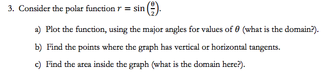 Solved Consider the polar function r = sin (theta/2) Plot | Chegg.com