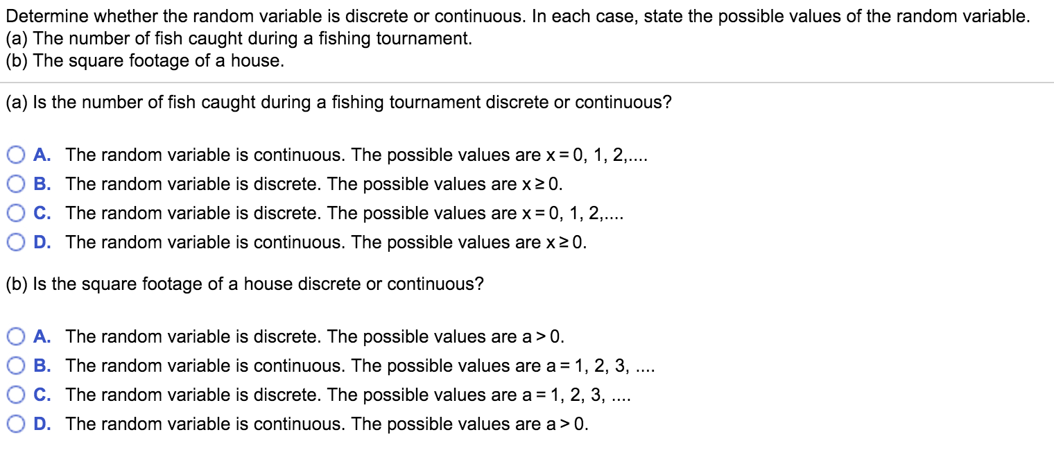 Solved Determine Whether The Random Variable Is Discrete Or 5210