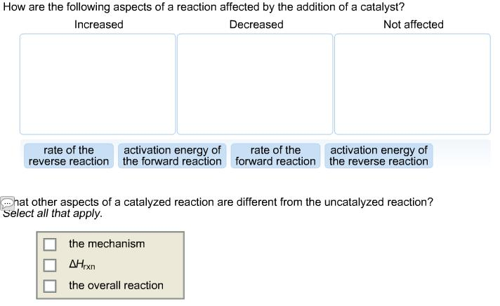 Solved How are the following aspects of a reaction affected | Chegg.com