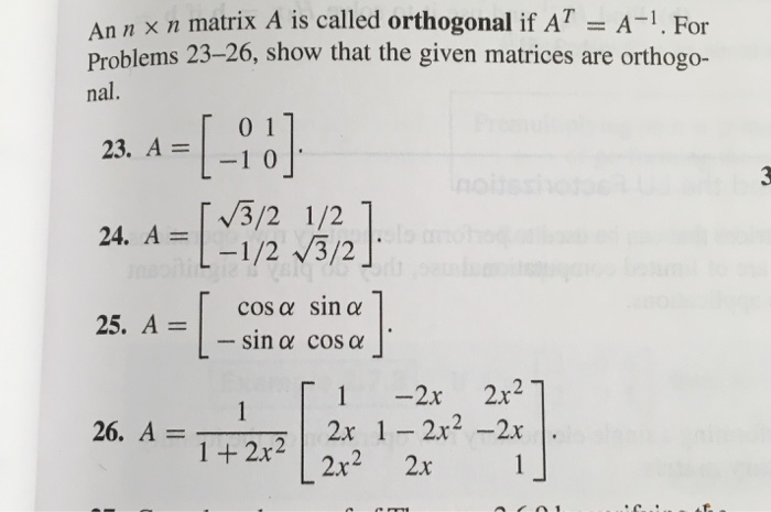 Solved An n Times n matrix A is called orthogonal if A^T = | Chegg.com