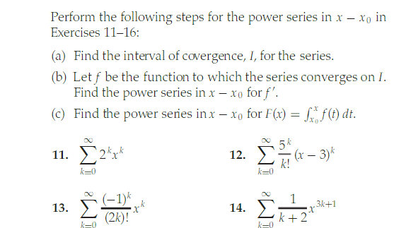 Solved Perform the following steps for the power series in x | Chegg.com