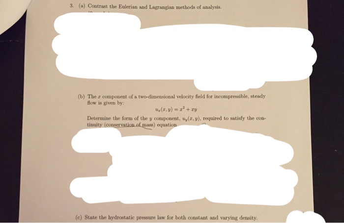 Solved Contrast the eulerian and lagrangian methods of | Chegg.com