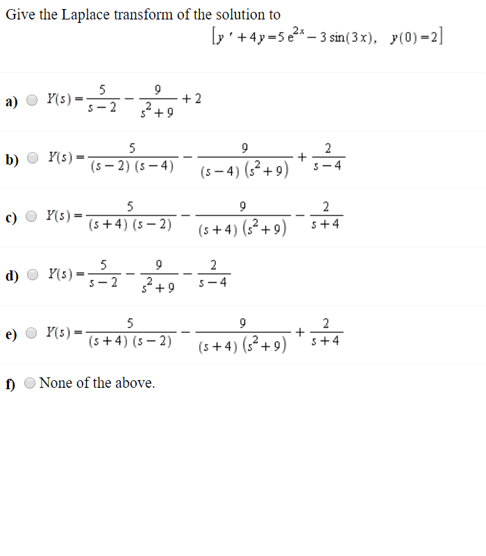 Solved Give the Laplace transform of the solution to y | Chegg.com