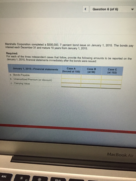 Solved Marshalls Corporation completed a $500,000, 7 percent | Chegg.com