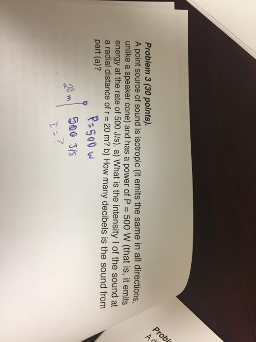 Solved A point source of sound is isotropic (it emits the | Chegg.com