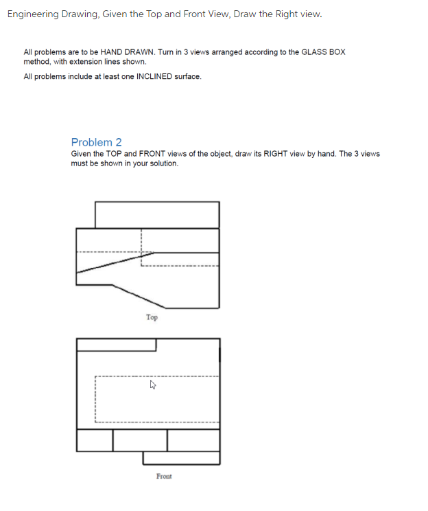 Solved All problems are to be HAND DRAWN. Turn in 3 views | Chegg.com