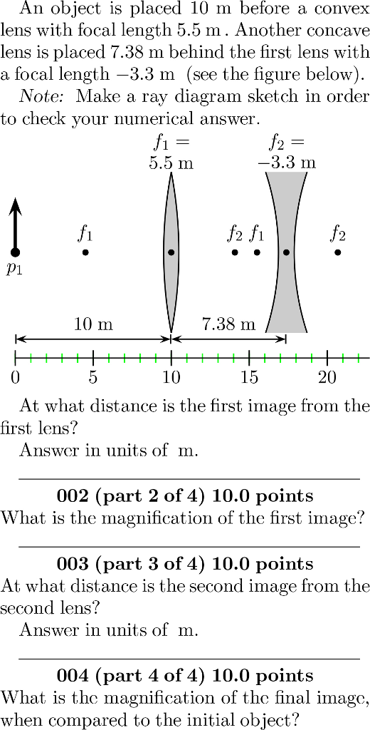 Solved An object is placed 10 m before a convex lens with | Chegg.com