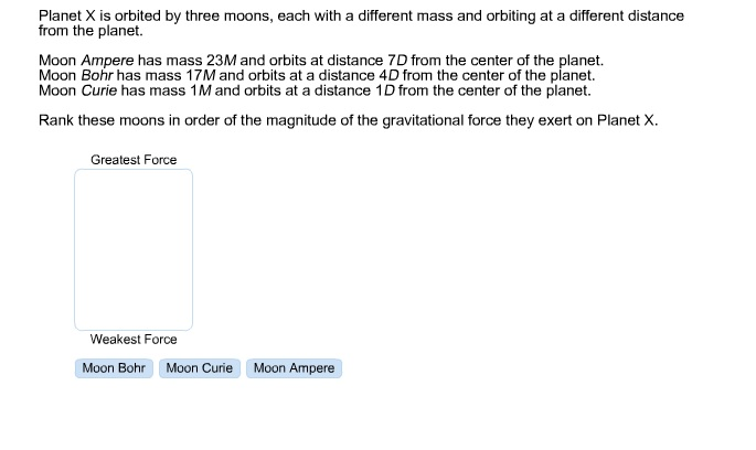 Solved Planet X is orbited by three moons, each with a | Chegg.com