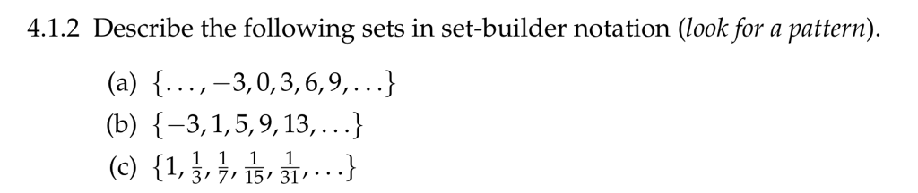 Solved 4.1.1 Describe the following sets in roster notation, | Chegg.com
