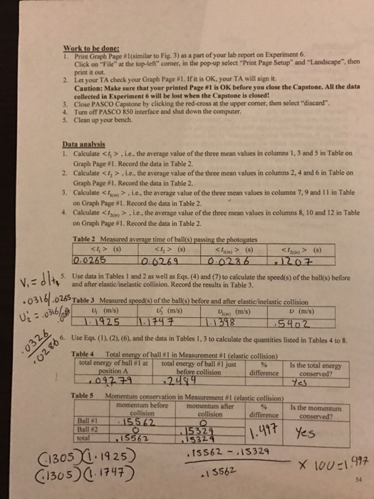Solved Experiment 6 Collision Purpose . Verify energy | Chegg.com