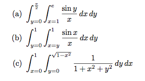 Solved Int int sin y/x dx dy Int int sin x/x dx dy Int int | Chegg.com