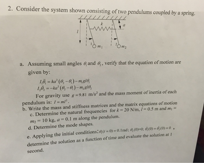 Solved Consider the system consisting of two pendulums | Chegg.com
