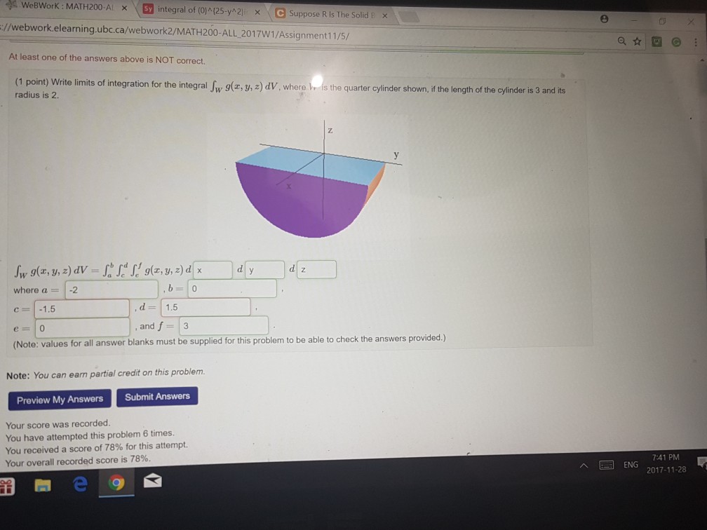 Solved WeBWorK: MATH200-Al x integral of (이사25-yng Suppose | Chegg.com