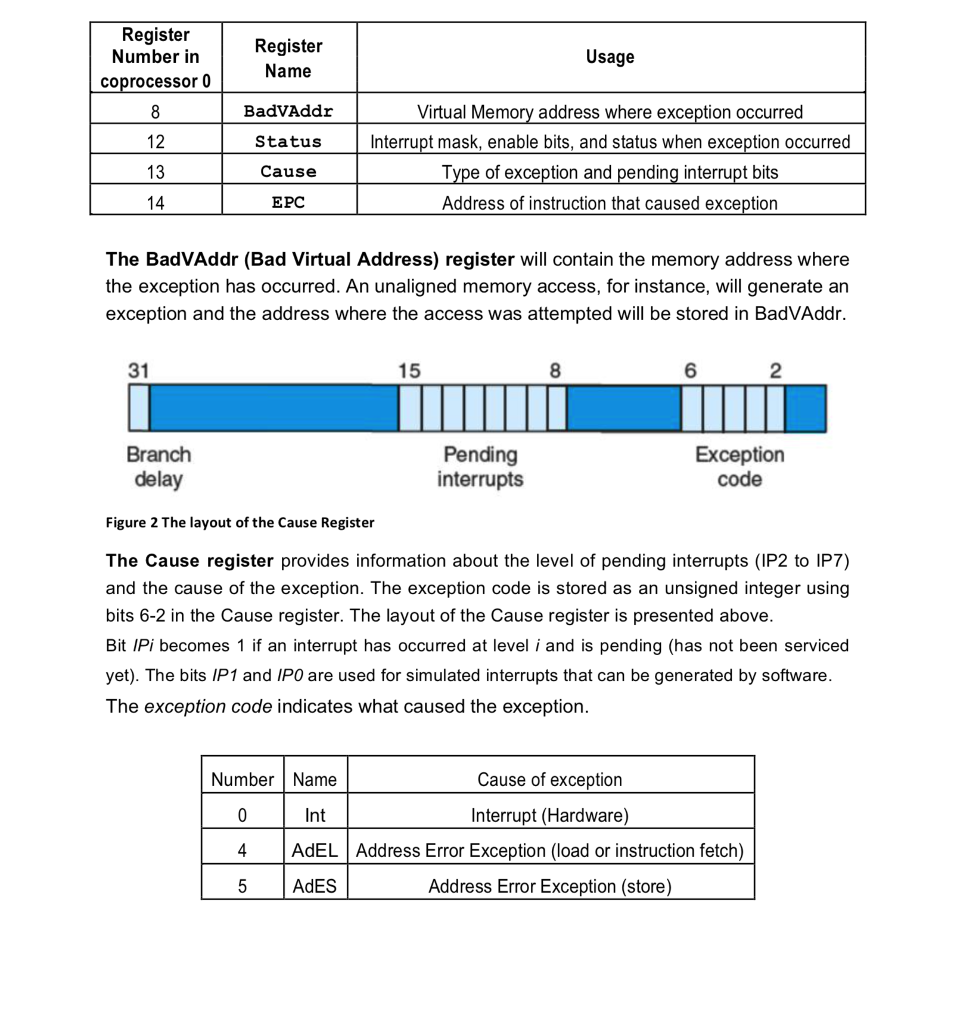 0 The MIPS exception mechanism[3] The method | Chegg.com