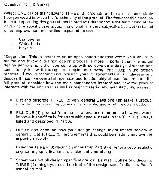 Solved This is Product Design question and note that it is | Chegg.com