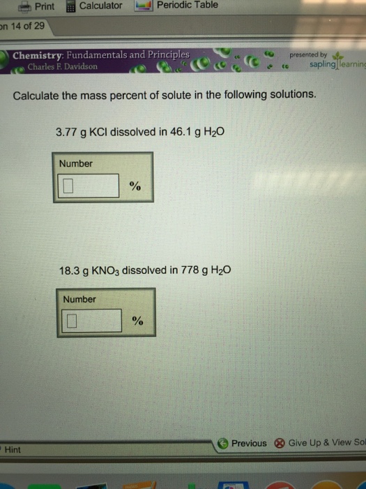 Solved Calculate the mass percent of solute in the following | Chegg.com