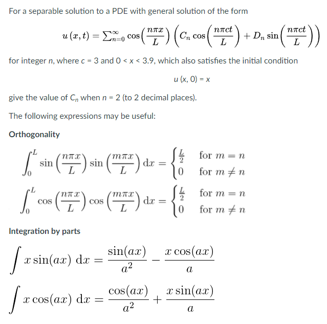 Solved For a separable solution to a PDE with general | Chegg.com