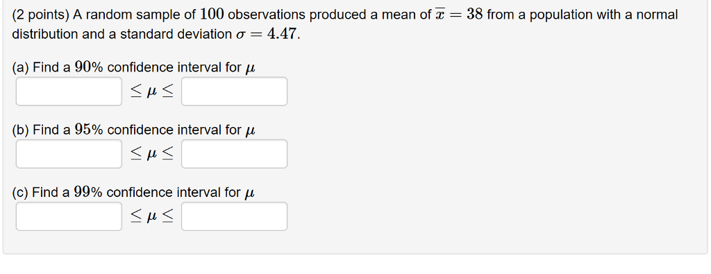 Solved 2 Points A Random Sample Of 100 Observations