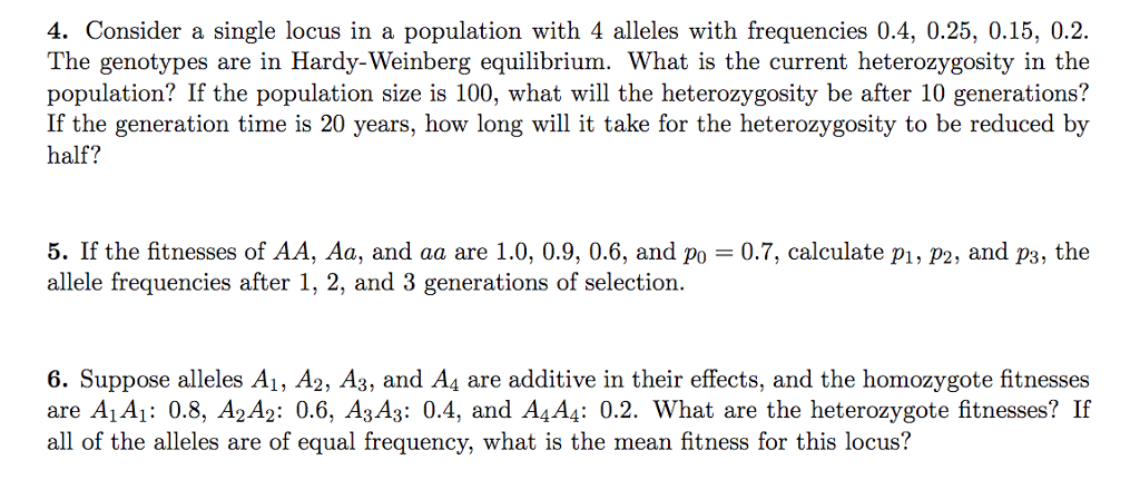 Solved 4. Consider a single locus in a population with 4 | Chegg.com