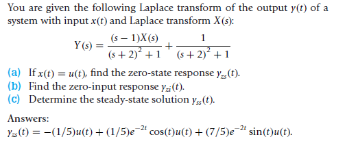 Solved You are given the following Laplace transform of the | Chegg.com