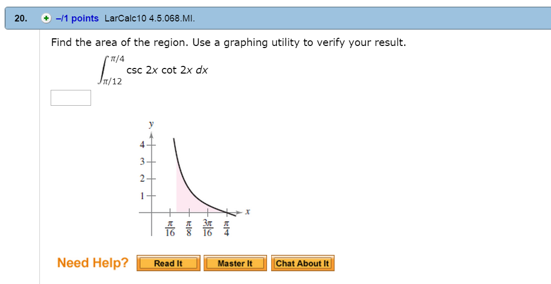 Solved Find the area of the region. Use a graphing utility | Chegg.com