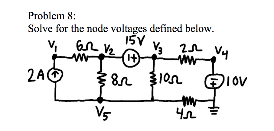 Solved Problem 8: Solve for the node voltages defined below. | Chegg.com