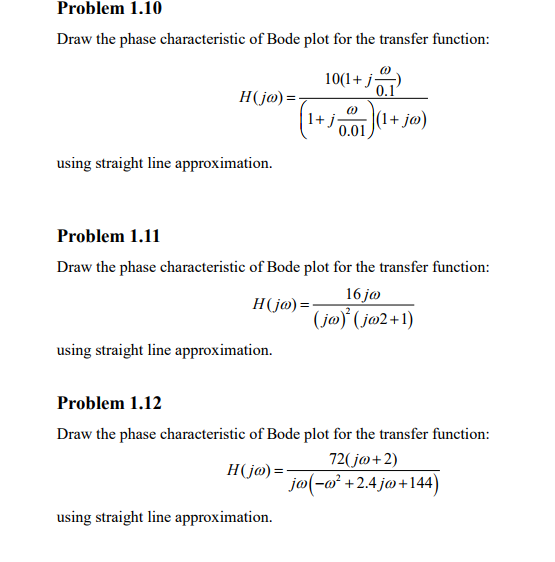 Solved Draw the phase characteristic of Bode plot for the | Chegg.com