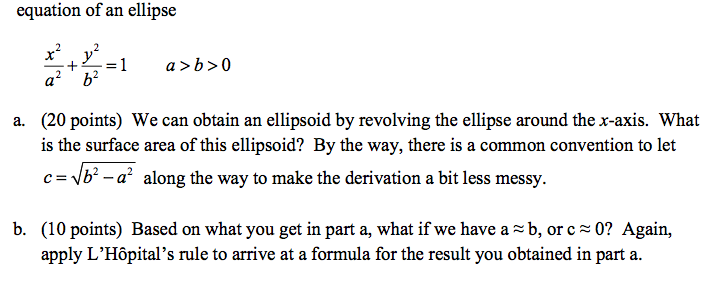 Solved We can obtain an ellipsoid by revolving the ellipse | Chegg.com