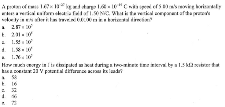 Solved A proton of mass 1.67 times 10^-27 kg and charge 1.60 | Chegg.com