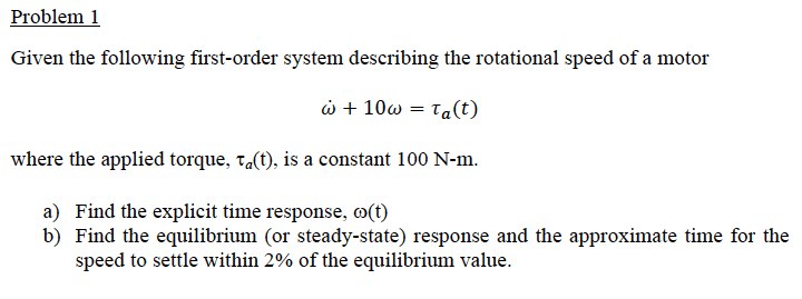 Solved Given the following first-order system describing the | Chegg.com