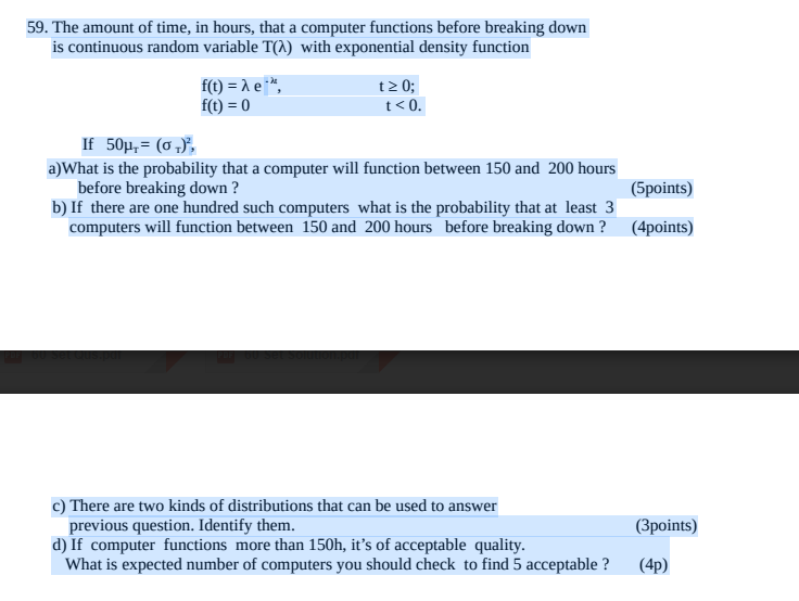Solved The amount of time, in hours, that a computer | Chegg.com