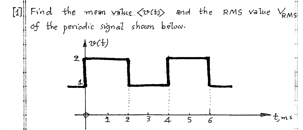 Solved Find the mean value and the RMs V_RMS of the | Chegg.com