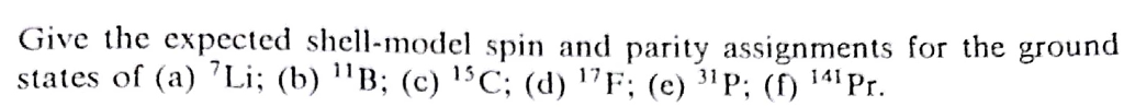 Solved Give the expected shell-model spin and parity | Chegg.com