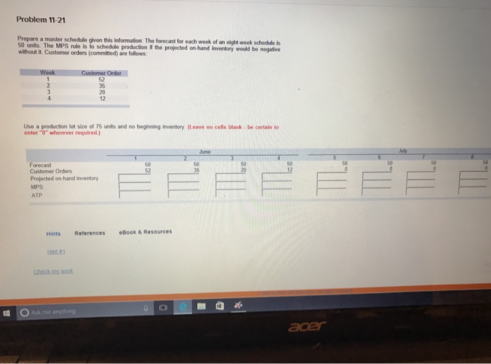 Solved Prepare a master schedule given this information. The | Chegg.com