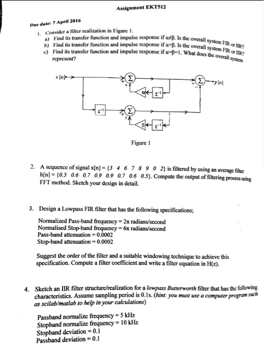 Solved Find its transfer function and impulse response if a | Chegg.com
