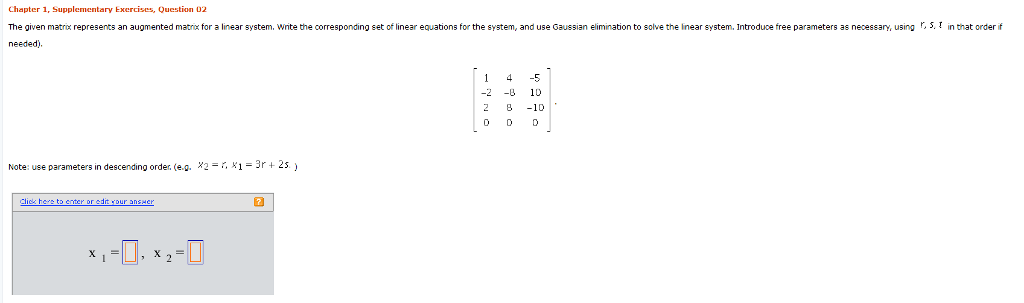 Solved The given matrix represents an augmented matrix or a | Chegg.com