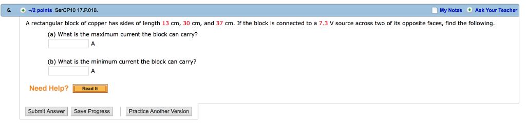Solved A rectangular block of copper has sides of length 13 | Chegg.com